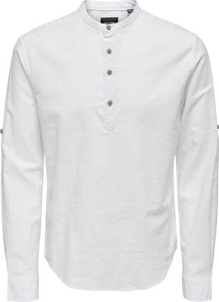 Only & Sons Herren Langarmshirt ONSCAIDEN - Slim Fit XS S M L XL XXL Beige Weiss, Größe:XL, Farbe:White 22009883