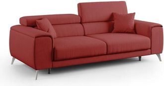 Divani.Store Fusion Sofa mit Schiebesitzen aus abwaschbarem Stoff T05 185 cm rot