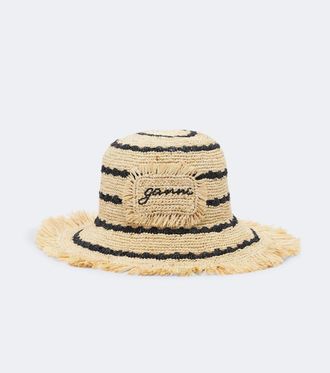 Ganni Bucket Hat aus Bast