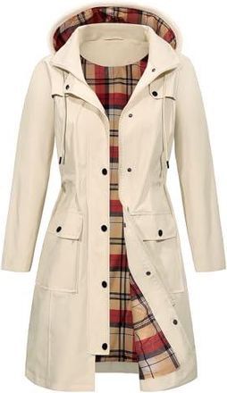 Heekpek Veste Femme Imperméable à Capuche Longue Manteau de Pluie Femme Legere Trench Capuche Femme Poncho Pluie Impermeable Coupe Vent Printemps Été Automne,