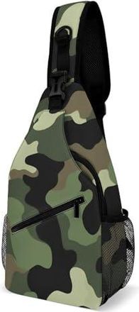 Generic Polyester Sacoche Tactique Camouflage vert cool de larmée Sling Sac à Bandoulière Réglable,Casual Sac Poitrine pour Femme Camping Cyclisme