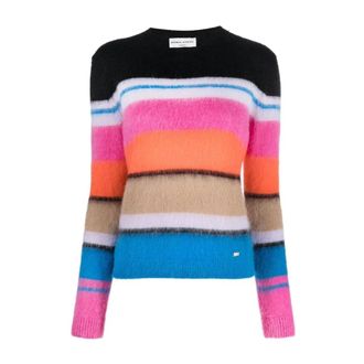 Sonia Rykiel Gestreifter Mohair-Pullover in Schwarz - - Knitwear - Damen - Mehrfarbig - XS