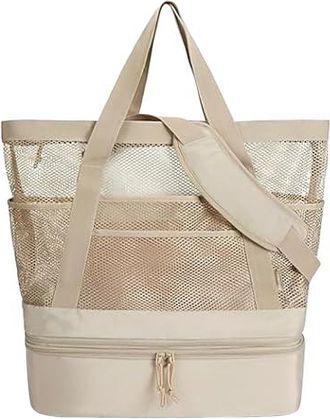 Generic Sac fourre-tout en maille - Sacs de plage pour femmes, grande pochette en filet imperméable pour rangement de jouets, croisière, camping, famille, vac