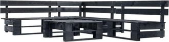 vidaXL vidaXL 4-tlg. Garten-Lounge-Set aus Paletten Schwarz Holz