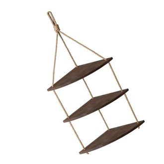 Valiclud Rustikales Holz Wandregal mit Juteseil Fächerförmiges Schwebendes Wandregal Dekoratives Hängendes Regal für Wohnzimmer Küche und Badezimmer Robustes H