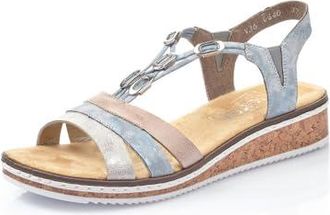 Rieker Femme Sandales V36G4, Dame Sandales Fines,Chaussure d&eacute;t&eacute;,Sandale d&eacute;t&eacute;,Confortable,Plate,Bleu (Blau Kombi / 40),41 EU / 7.5 UK