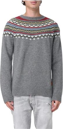 Dsquared2 Homme, Pulls, Gris, Taille: XL Pull en Tricot à Motifs