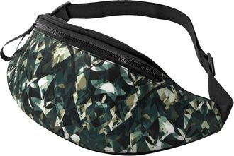 Generic Stylisch Handytasche Tasche Gr&uuml;ner Tarnmuster G&uuml;rteltasche Handytasche Tasche Waist Fanny Pack F&uuml;r Reisen Damen Wandern 14X35Cm