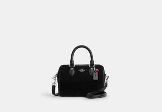 Coach Mini Rowan Umh&auml;ngetasche Mit Kirsch-Anh&auml;nger f&uuml;r Frauen in Schwarz | Wildleder