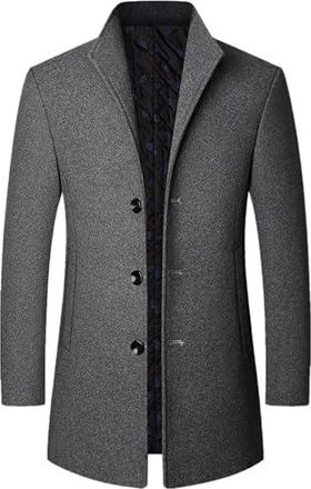 Generic Manteau Long Homme,Product Category Mens Anoraks - Veste manteau mi-longue en laine &agrave; col d&eacute;contract&eacute; pour homme - &Eacute;l&eacute;gance intemporelle et confort qu