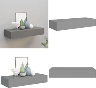 vidaXL Vidaxl - Wandregal mit Schublade Grau 60x23,5x10 cm mdf - Wandregal - Regal Mit Schublade - Nachttisch - Wohnzimmerdeko - Schlafzimmereinrichtung