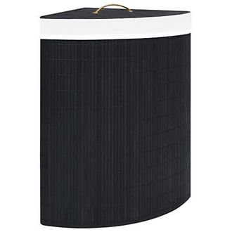 vidaXL Panier &agrave; Linge dangle Corbeille &agrave; Linge Bac &agrave; Linge Rangement de V&ecirc;tements Salon Chambre &agrave; Coucher Salle de Bain Int&eacute;rieur Bambou Noir 60 L