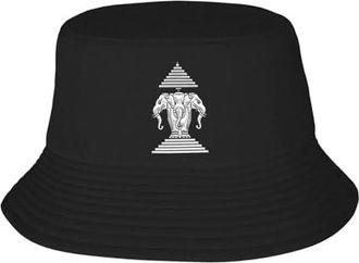 Generic Chapeau De Seau &Eacute;l&eacute;phant &Agrave; Trois T&ecirc;tes du Laos Dr&ocirc;le Seau Chapeau Pliable Mode Bonnet De Soleil, pour Plage, De P&ecirc;che, Sports, 56-58cm