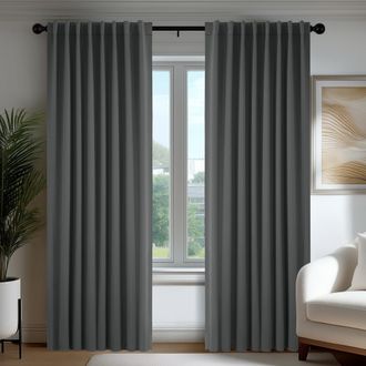 Deconovo Verdunkelungsvorh&auml;nge Blickdichte Gardinen mit Kr&auml;uselband Schlaufen Vorhang 3-in-1 Thermo Vorh&auml;nge gegen Hitze Curtains f&uuml;r Wohnzimmer Schlafzimmer, 