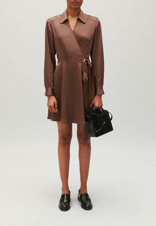 Claudie Pierlot Kurzes flie&szlig;endes Kleid Rixie in Braun