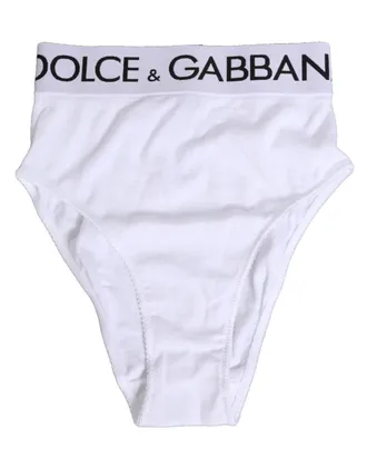 Dolce & Gabbana Womens White Cotton Stretch High Waist Panty Underwear Co+05 Clothing