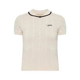 Valentino Pullover-Polohemd mit Zopfmuster - - Tops - Damen - Beige - XS