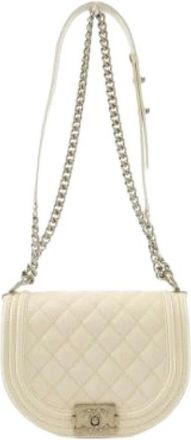 Chanel Sac bandouli&egrave;re Boy en cuir grain&eacute; Pre-owned - Femme - Pre-owned - Beige - Taille: ONE Size