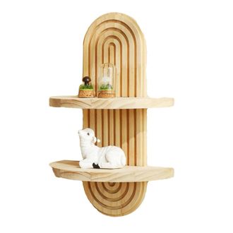 Generico Modernes Boho-Wandregal, ästhetische Boho-Wandregale | Holzregale für die Wand | Regale aus Holz | Dekorativer Regenbogen-Organizer im Vintage-Stil | 