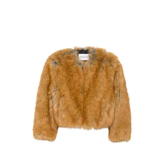 STAND Karly Faux-fur Collarless Jacket