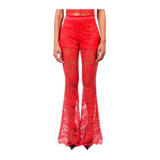 Doris S Rote Spitze Elegante Hose - - Trousers - Damen - Rot - S