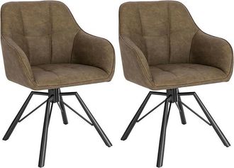 Woltu Esszimmerstühle drehbar 2er-Set, Küchenstuhl, Polsterstuhl, Drehstuhl, bequemer Stuhl mit Armlehnen Rückenlehne, Armlehnenstuhl für Esszimmer