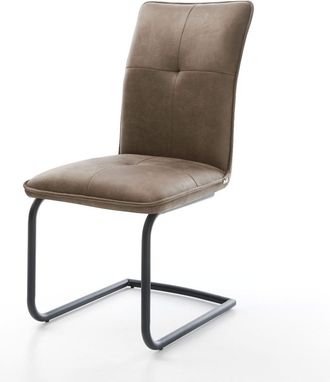 DELIFE Freischwinger Maddy-Flex Mikrofaser Taupe Vintage Freischwinger rund Schwarz, Esszimmerstühle