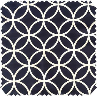 Novely OXFORD 210D - D127 Navy Weiß Kreise - Bedruckter Polsterstoff - Outdoor Dekostoff - Wasserabweisende Reißfeste Meterware 1lfm