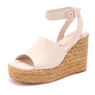 Paloma Barcel&oacute; Raffia Keilsandalen mit Seidendetail - - Shoes - Damen - Rosa - 36 EU