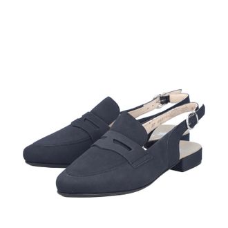 Rieker Slingsandale RIEKER, Damen, Gr. 36, nachtblau, Lederimitat, unifarben, Schuhe, Sabot, Sommerschuh, Blockabsatz, mit verstellbarem Riemchen, Topseller