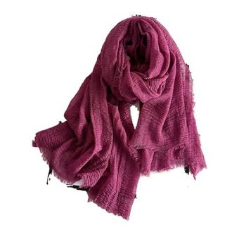 Generic &Eacute;charpe unisexe douce froiss&eacute;e avec bords frang&eacute;s, &eacute;charpe tendance en lin m&eacute;lang&eacute;, lin, ch&acirc;le, voyage, Rouge B., taille unique