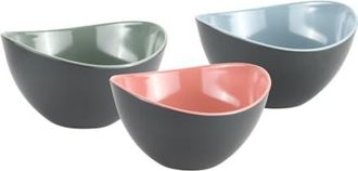 KESPER | Obst- & Salatschalen, 3er Set, Material: Kunststoff (MF) - BPA-frei, Maße: 20 x 12 x 11 cm, Farbe: Grau, Blau, Rosa, Grün | 32605