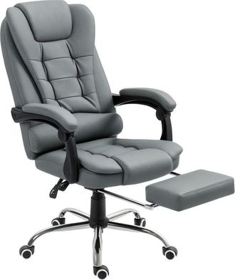 HOMCOM Fauteuil de bureau fauteuil manager grand confort dossier inclinable roulettes PU 64,5 x 69 x 117 cm gris-Gris
