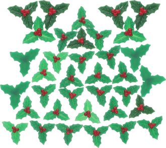 Amosfun 30 St&uuml;ck Weihnachts Selbstgemacht Harz Stechpalmenbl&auml;tter mit Beeren Gr&uuml;ne Kranz und Baumdekoration Handgefertigte Weihnachtsbastelaccessoires