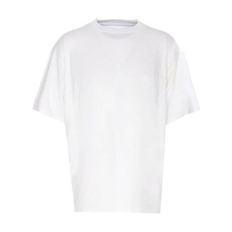 Maison Margiela Homme, Tops, Blanc, Taille: L T-shirt Blanc en Jersey de Coton &agrave; Col Rond