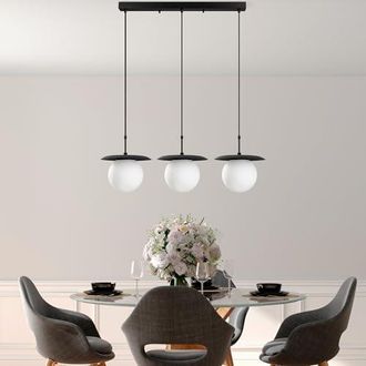 Opviq Elegant Black Chandelier, Adjustable Height 40-110 cm, Metal Body, 3 x E27 Sockets, 100 x 30 cm | Perfect for Modern Living Spaces, Stylish & Function