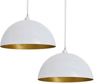 vidaXL 2x Plafonnier Hauteur R&eacute;glable Semi-sph&eacute;rique Blanc Lampe Suspension