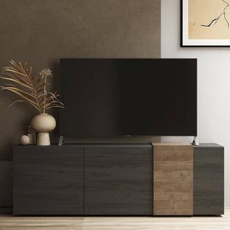 Dmora Fernsehschrank Iseo, TV-St&auml;nder f&uuml;r das Wohnzimmer, Niedriges Sideboard, TV-St&auml;nder, Made in Italy, 181x44 h59 cm, Schiefer und Nussbaum