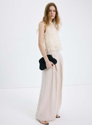 Mango Top en tissu assorti fronc&eacute; &eacute;cru - Femme - S - MANGO