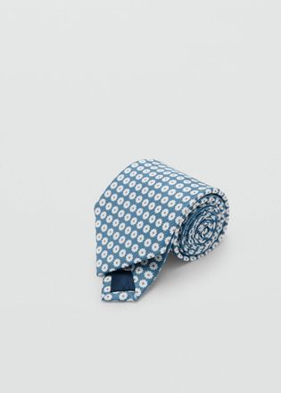 Mango Cravate 100 % soie imprim&eacute; fleurs bleu ciel - Homme - Taille unique - MANGO MAN