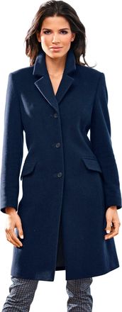 Heine Kurzmantel HEINE, Damen, Gr. 36, blau (marine), 80% Wolle, 20% Polyamid, unifarben, unifarben mit Farbeinsatz, unifarben mit Farbeins&auml;tzen, M&auml;ntel Kur