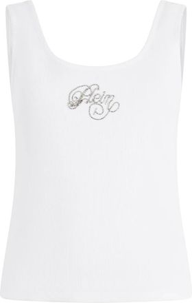 Philipp Plein Femme, Tops, Blanc, Taille: 40 FR Open Back Tank Top Signature
