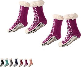 Generic Chaussons dint&eacute;rieur en cachemire ultra &eacute;pais pour femme, chaussettes dhiver chaudes antid&eacute;rapantes et douillettes, doublure polaire chaude et confort