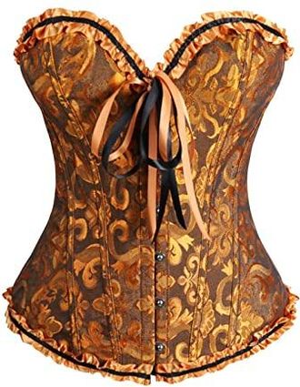 Generic Bustier Pirate Femme Corset Raiponce Corset Robe De Mari&eacute;e Bas Fa&ccedil;onnage Robe Cour Peut &Ecirc;tre &agrave; L Int&eacute;rieur Ou &agrave; L Ext&eacute;rieur Femme Orange Noir C