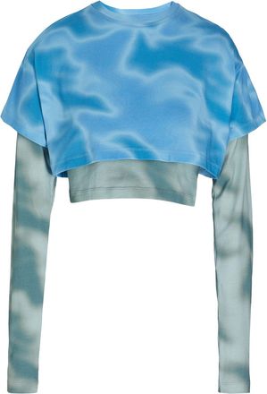 8 by YOOX TIE-DYE PRINTED JERSEY DOUBLE LAYER T-SHIRT