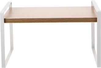 BESTONZON JOINPAYA Eisen B&uuml;cherregal Schreibtisch Organizer Klein Wei&szlig; mit Holzablage Platzsparendes B&uuml;ro und Schlafzimmer Aufbewahrungsregal aus Metall Desktop