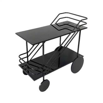 Generic K&uuml;chenwagen, K&uuml;chenwagen, Bar- und Servierwagen, moderner Bar- und Servierwagen mit Rollen, 2-stufige K&uuml;chenbarwageninsel aus Glas und Metall mit R&auml;de