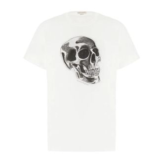 Alexander McQueen L&auml;ssiges Baumwoll T-Shirt - - Tops - Herren - Wei&szlig; - L