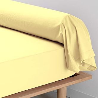 Pizuna Coton Peigné Traversin 45x145 cm 2 Pièces Jaune Doux, 100% Coton Longue Tige 400 Fils Armure Satin (Taie doreiller dhôtel Douce Jaune Doux)