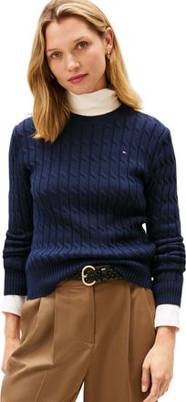 Tommy Hilfiger Damen Co Cable Mid Gg C-Nk Ls SWT Ww0Ww47644 Pullover, Blue (Dark Night Navy), 3XL Gr&ouml;&szlig;en